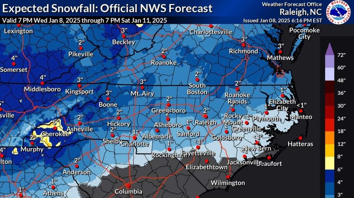 Latest forecast: How much snow will Raleigh NC get on Friday? | Raleigh ...