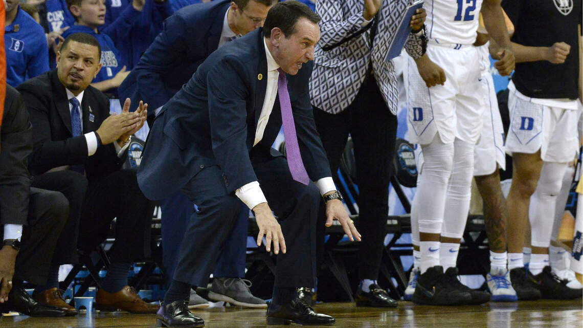 Duke's Grayson Allen and Coach Mike Krzyzewski talk about floor ...
