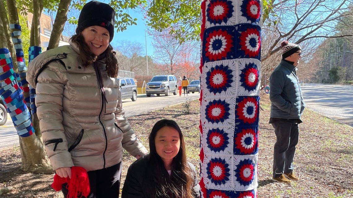 COVID sweaters knitted for Sanderson High trees in Raleigh | Raleigh ...