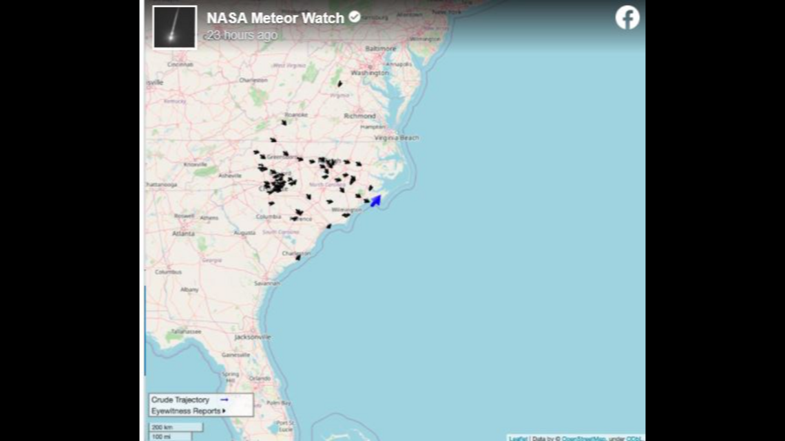 Fireball soars over North Carolina coast Friday: NASA | Raleigh News ...