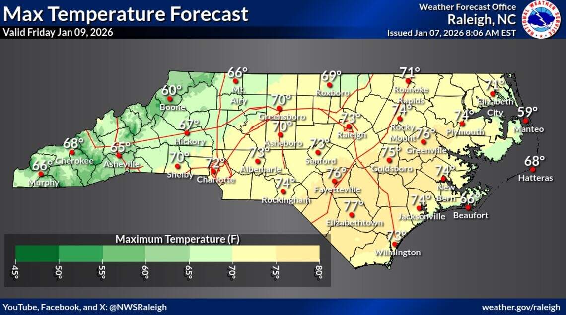 New weather forecast for Raleigh/Durham: record high temps | Raleigh ...